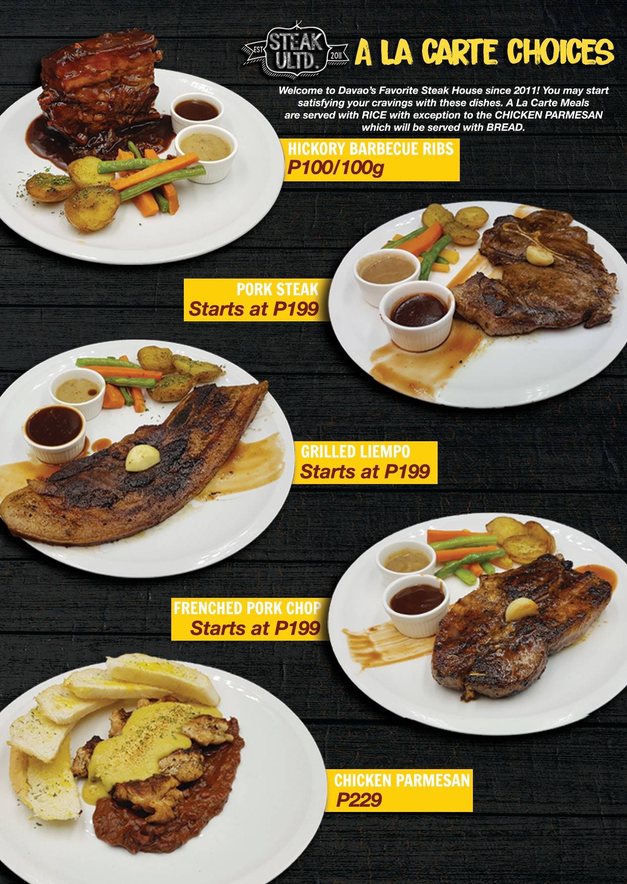 Menu at K Steak Unlimited steakhouse, Davao City, 3JJ2+JXP