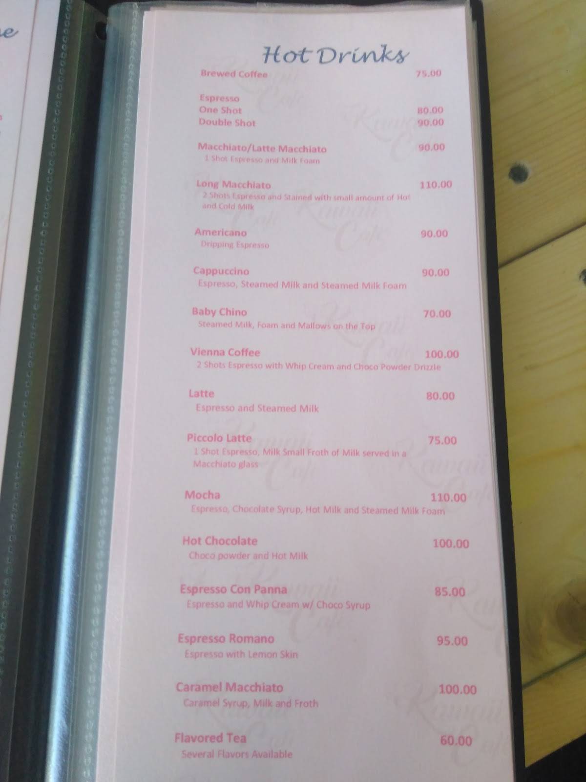 Carta de Kawaii Café Davao, Dávao