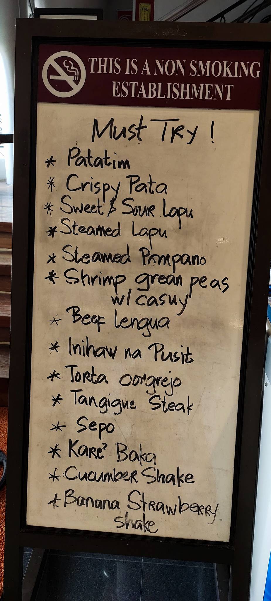 Menu at Davao Dencia's Restaurant, Davao City, General Luna St