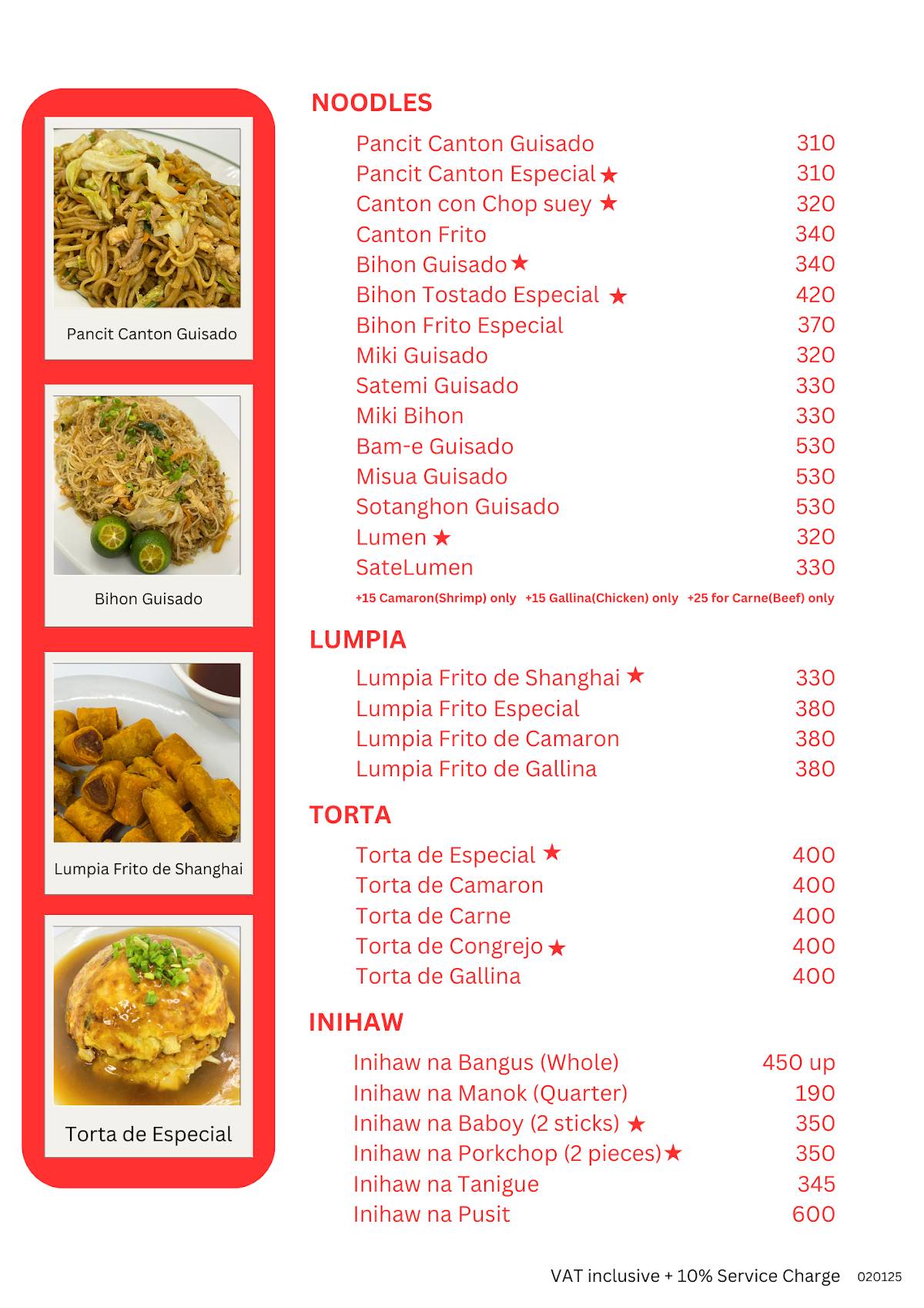 Menu at Davao Dencia's Restaurant, Davao City, General Luna St