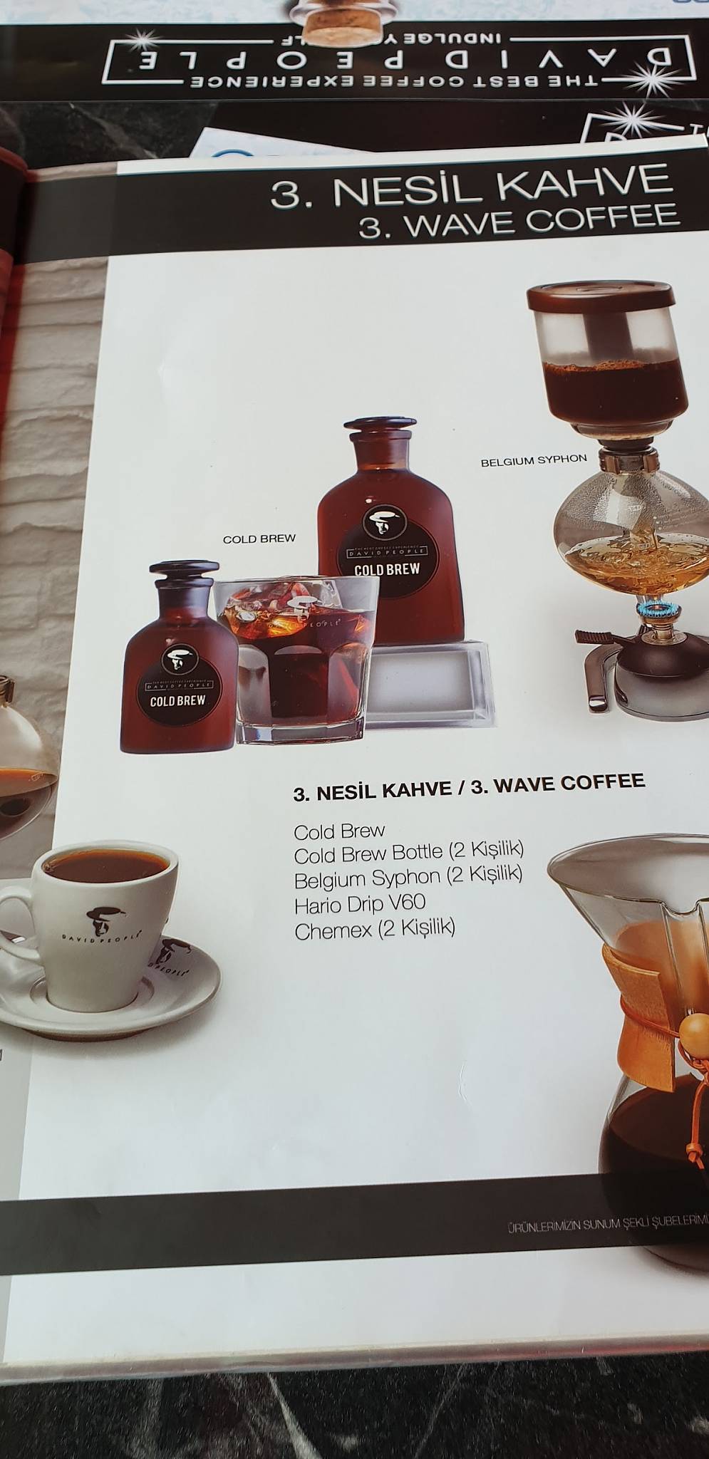 Menu at David People, Yalova
