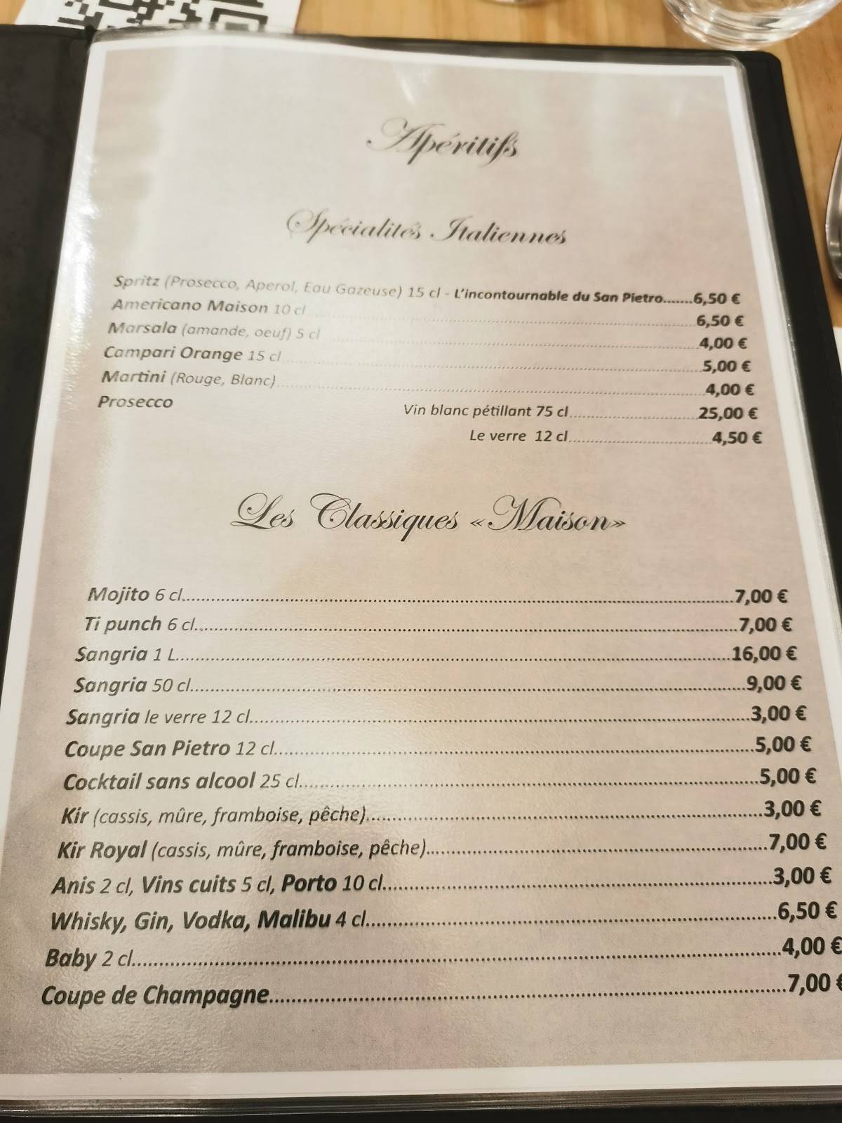 Menu au Pizzeria Restaurant San Pietro Dax, Dax