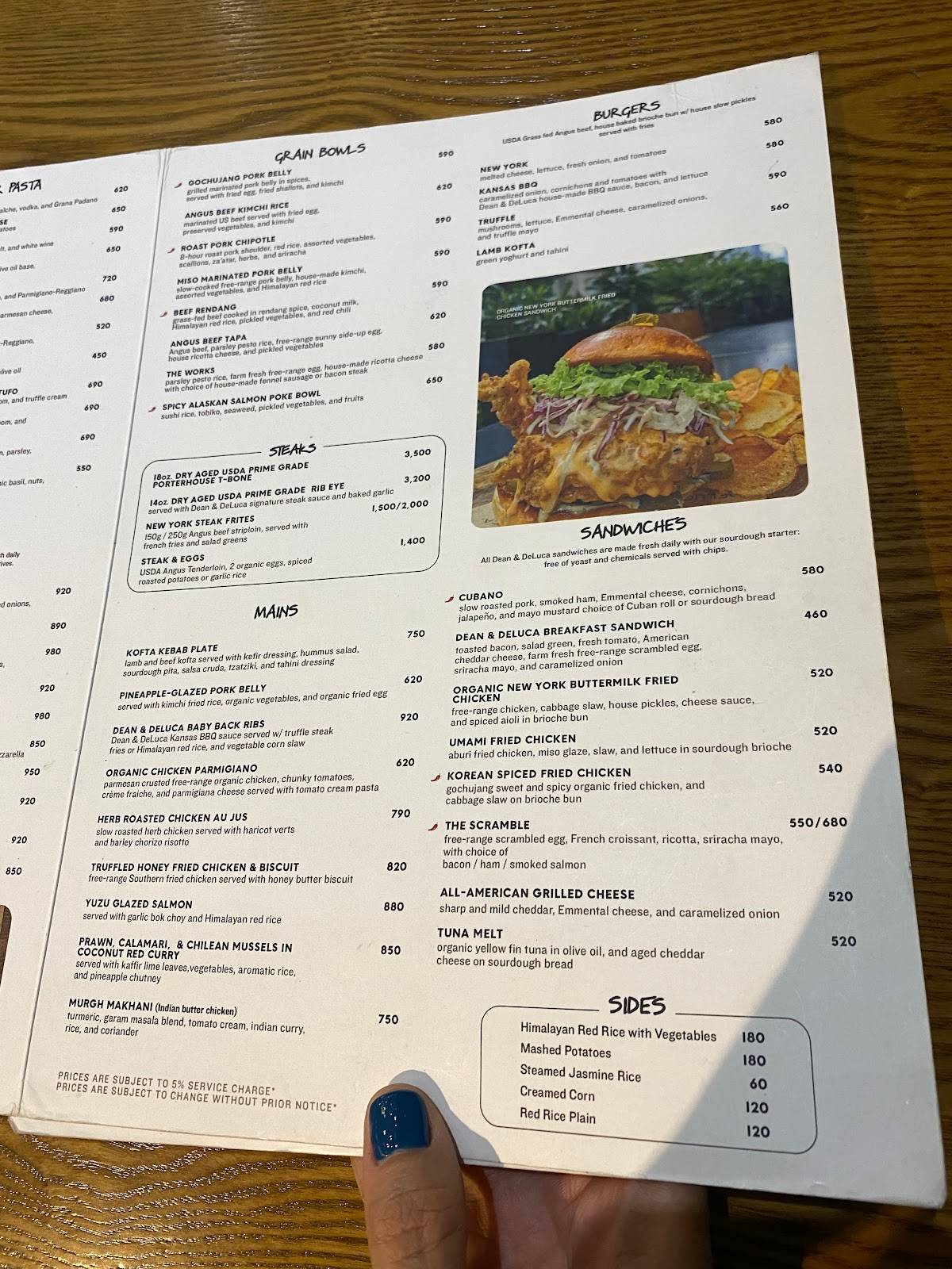 Menu at Dean and DeLuca Quezon City cafe, Quezon City