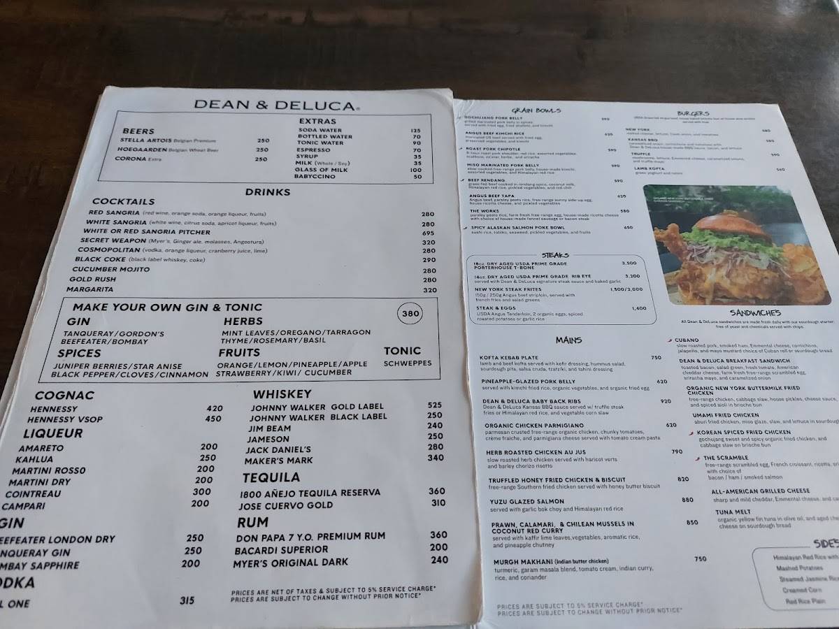 Menu at Dean and DeLuca Quezon City cafe, Quezon City