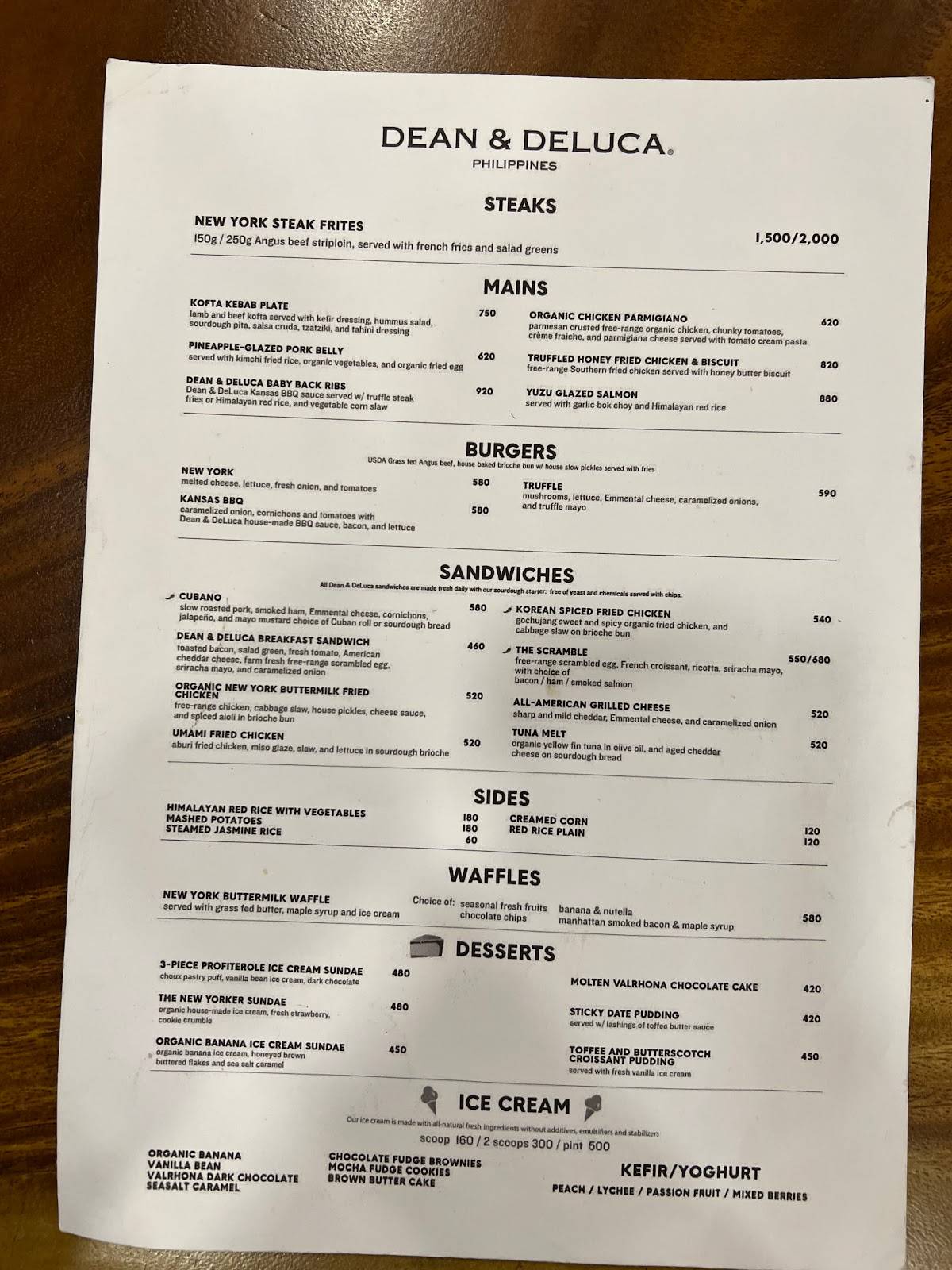 Menu at Dean and DeLuca Quezon City cafe, Quezon City