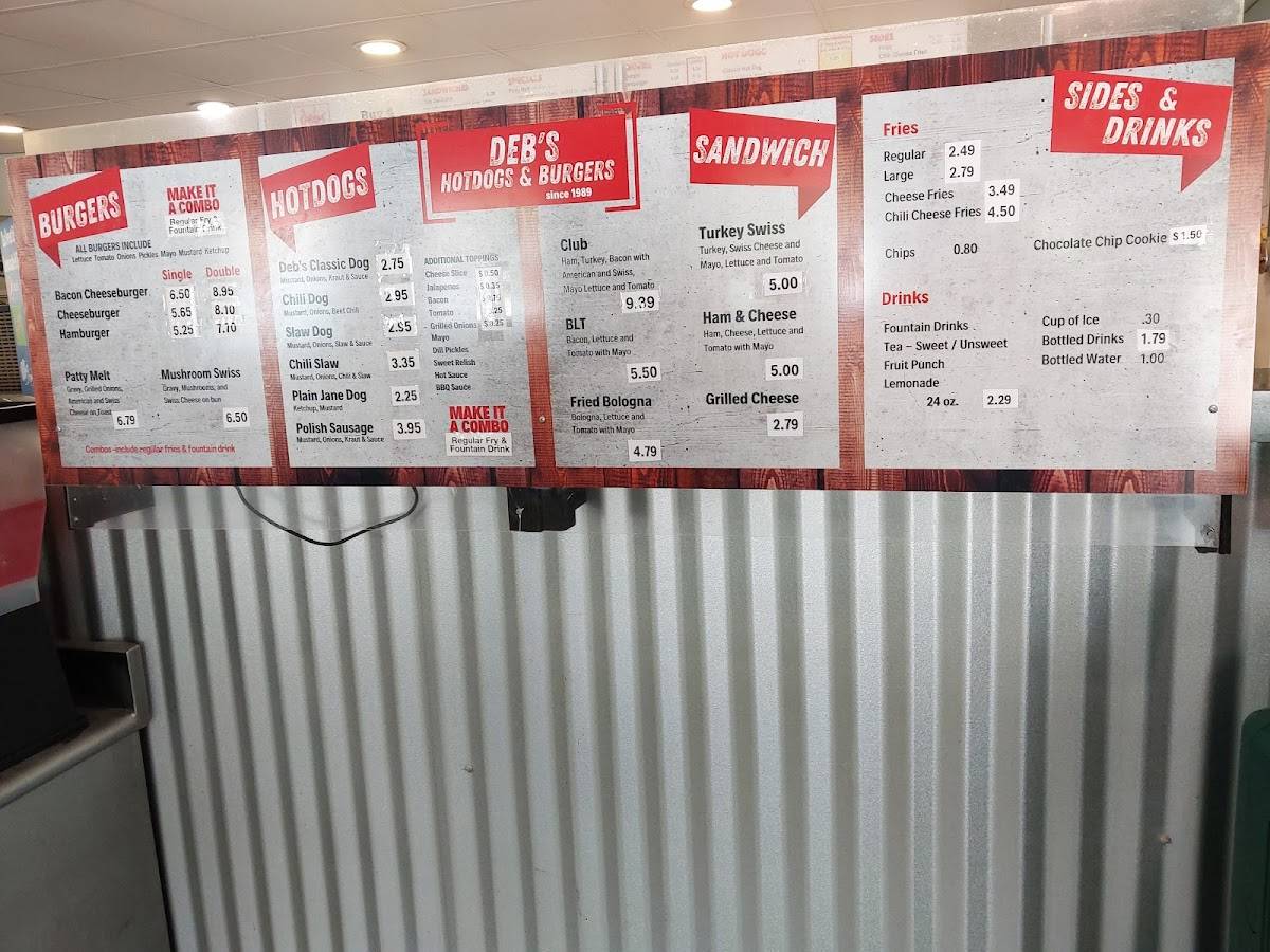 Carta del restaurante Deb's Hot Dogs, Bessemer
