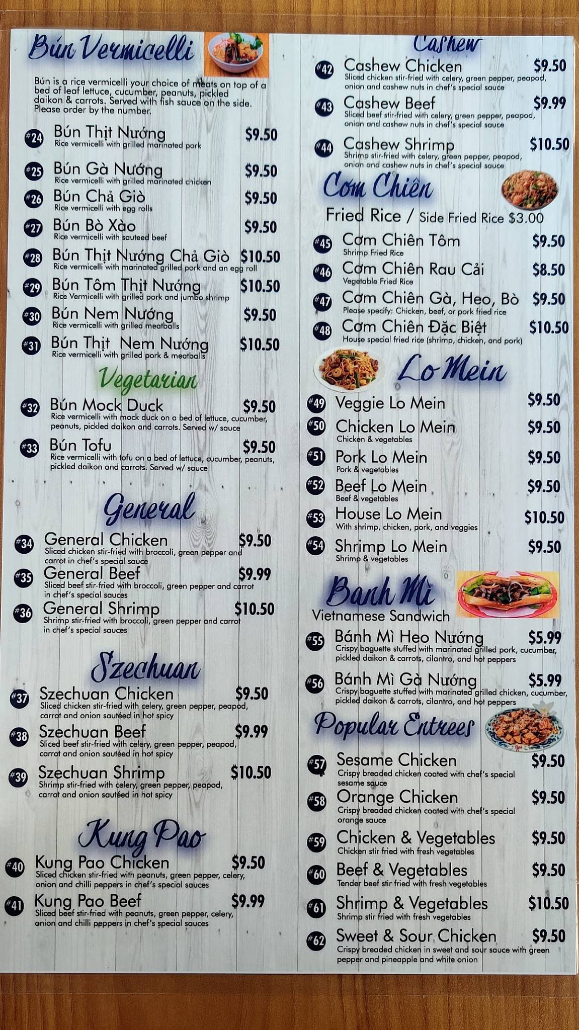 Menu at Pho Viet 45 restaurant, Delano