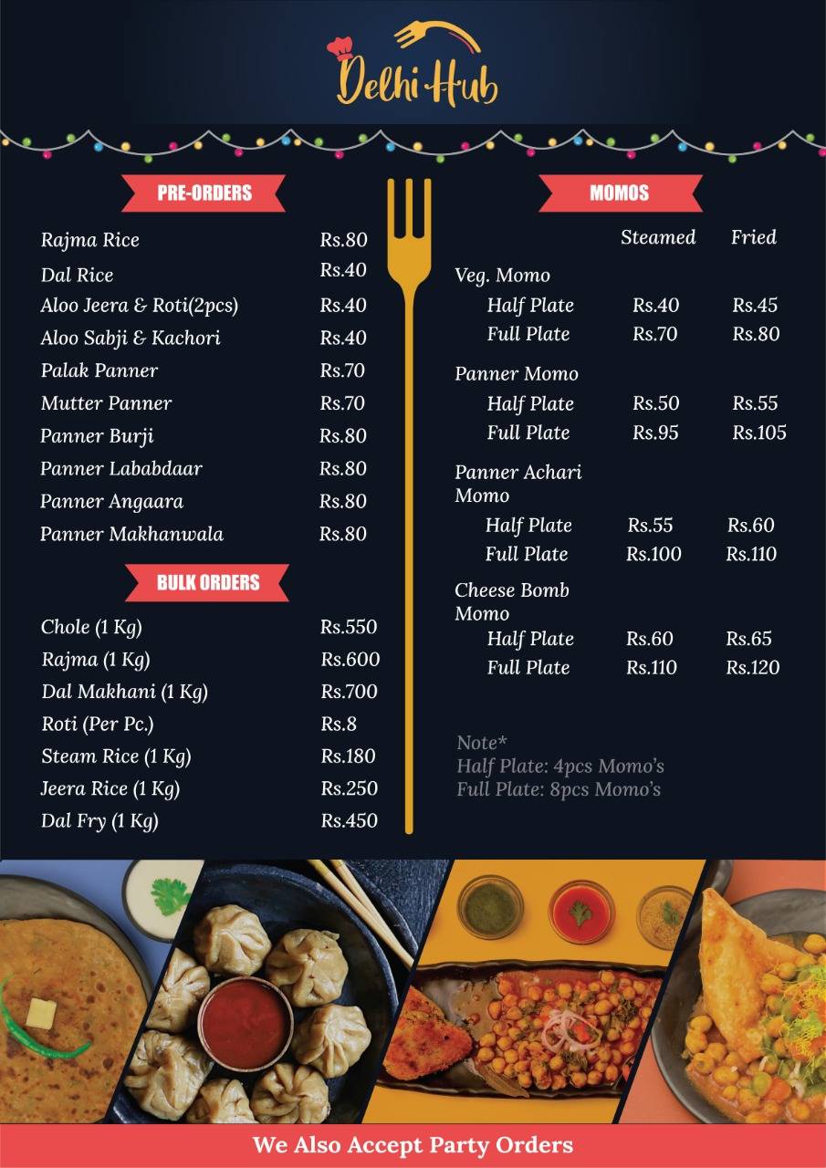 Menu at Delhi Hub, Mumbai