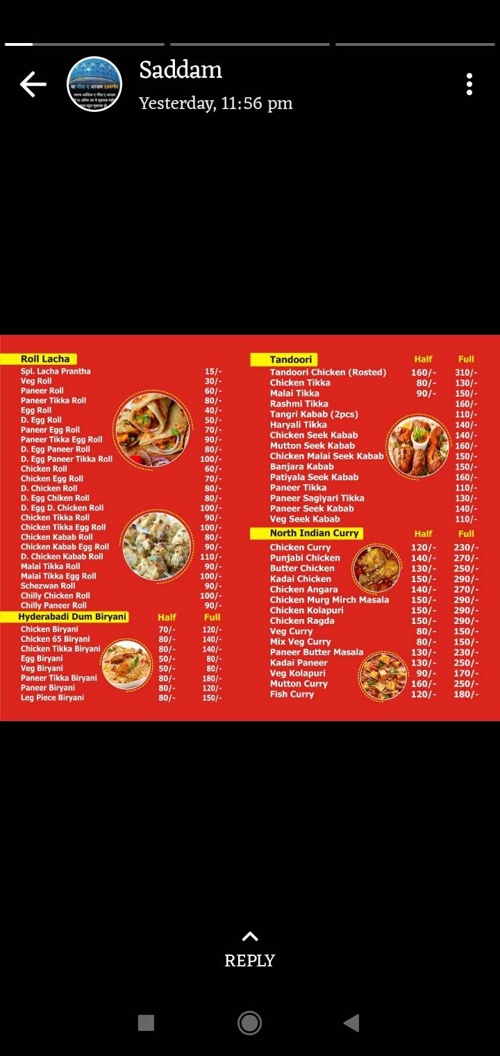 Menu at Delhi spice roll Hut, Kota, District Center