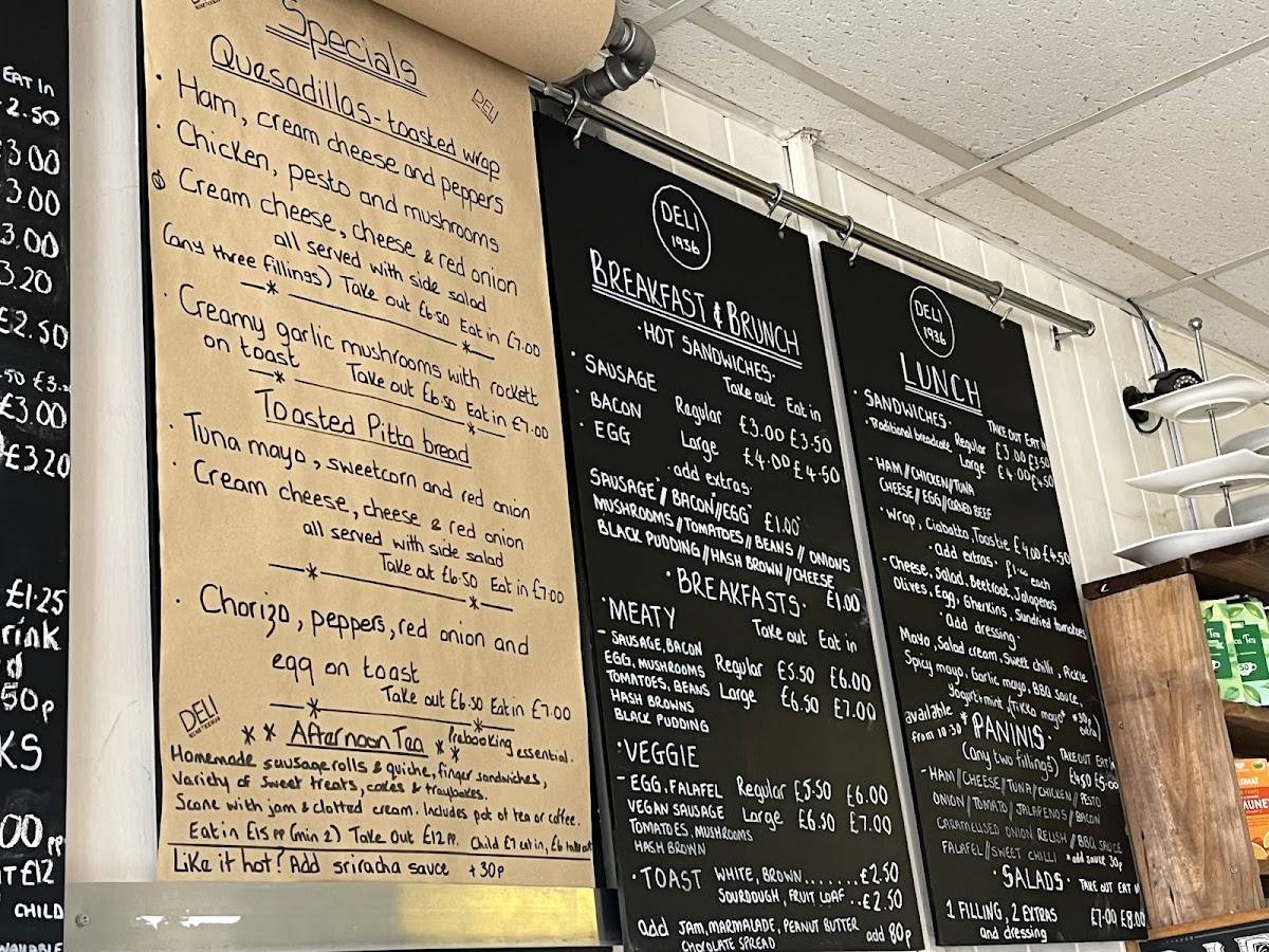 Menu at Deli 1936 restaurant, Hull