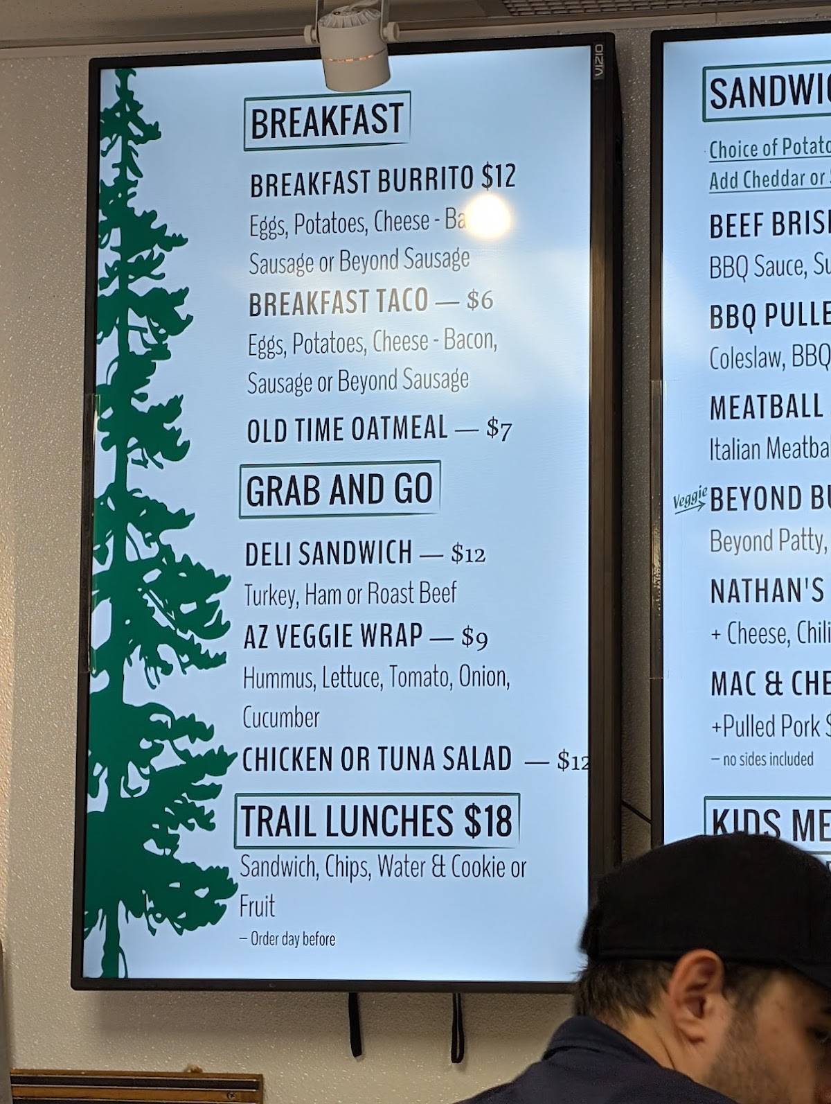 Menu at Deli in the Pines restaurant, North Rim