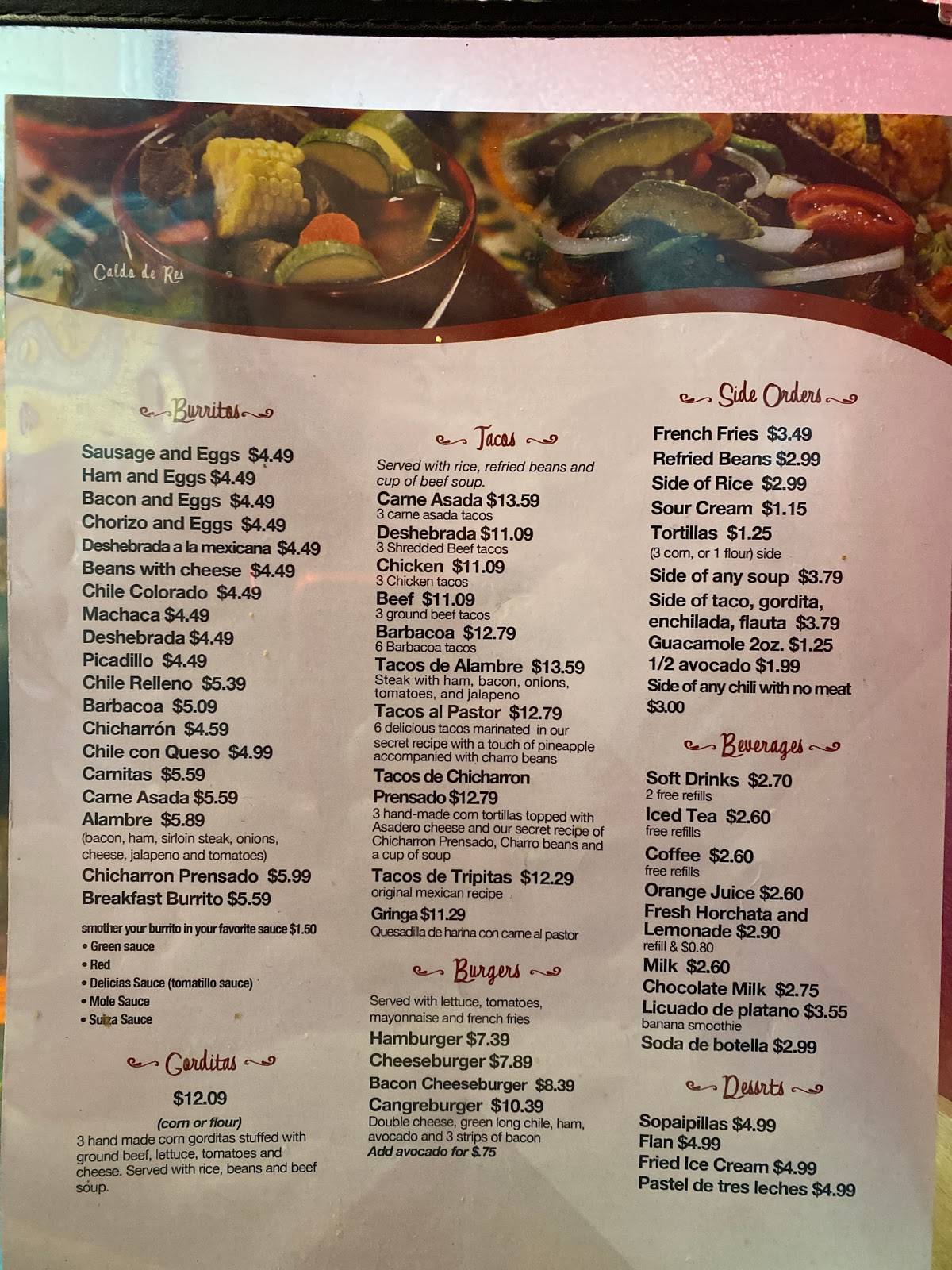 Menu at Delicias Café cafe, Albuquerque