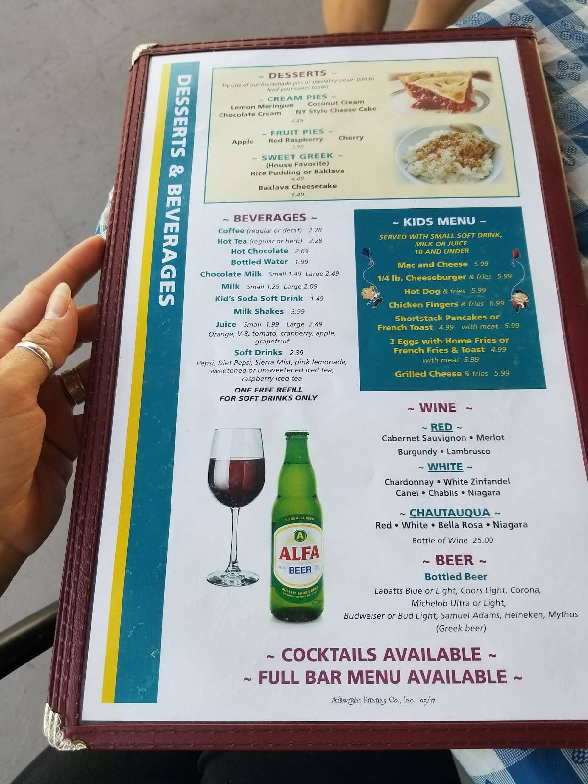 Menu at Demetri's On the Lake restaurant, Dunkirk, 6-8 Lake Shore Dr W