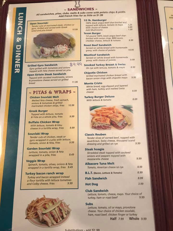 Menu at Demetri's On the Lake restaurant, Dunkirk, 6-8 Lake Shore Dr W