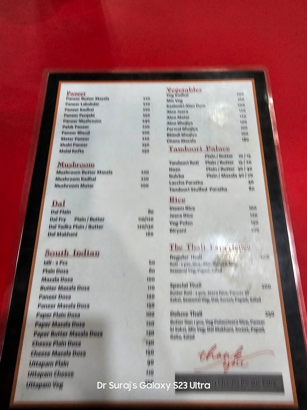 Menu at Punjabi Tadka, Deoghar