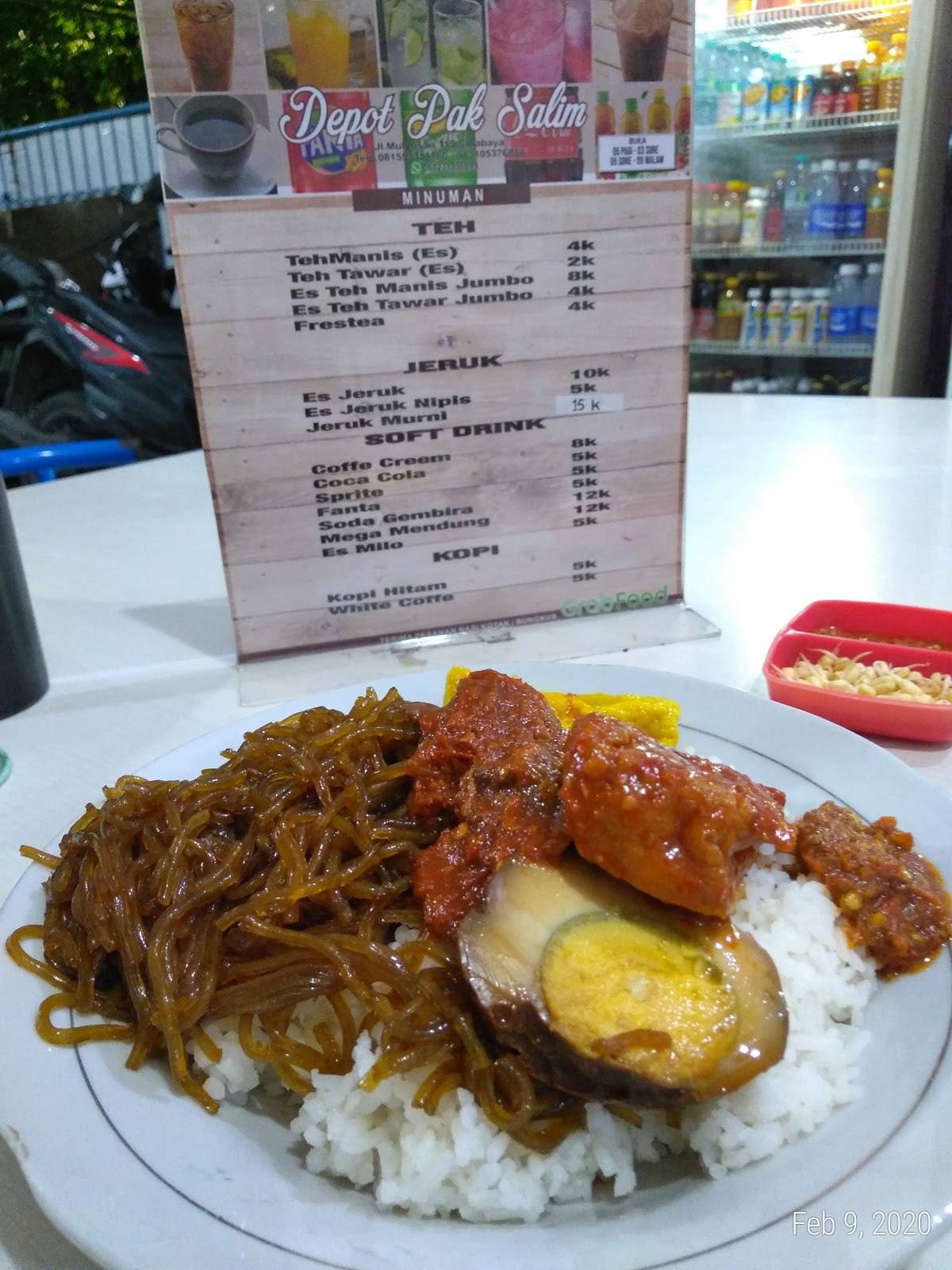 Carta del restaurante Depot Nasi Campur Pak Salim, Surabaya
