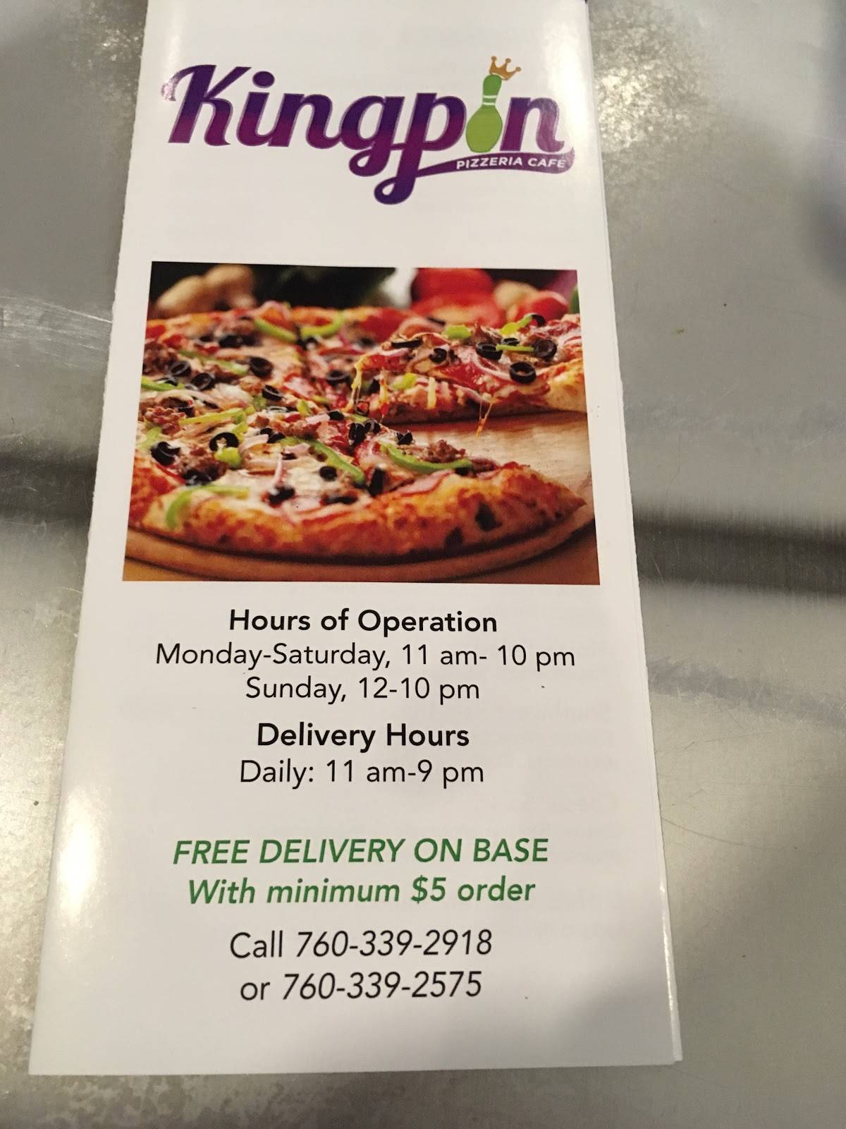 Menu at Desert Lanes & Kingpin Pizzeria Cafe, Seeley, NAF El Centro