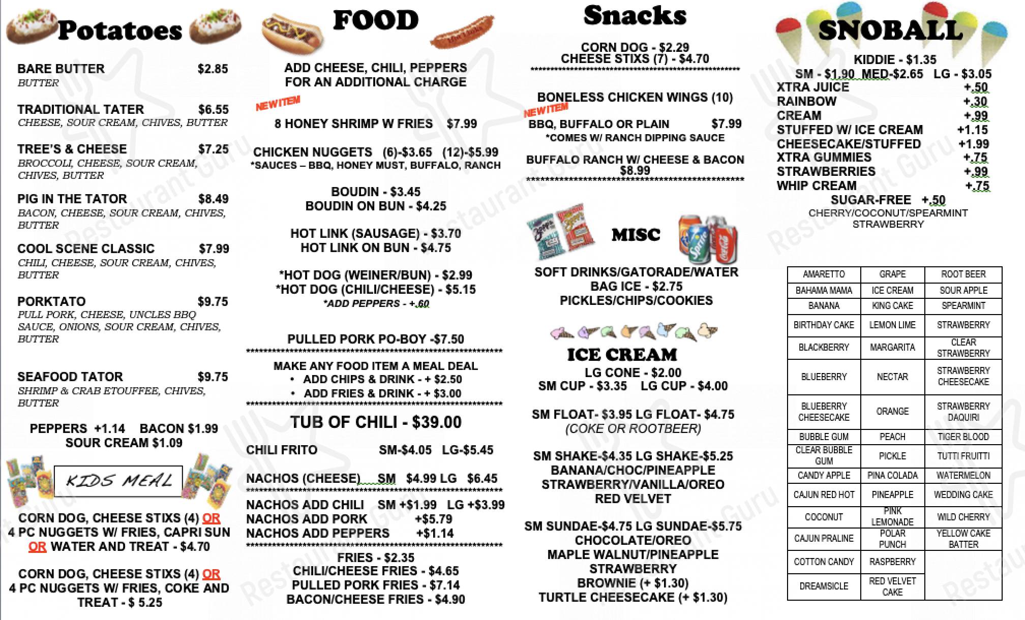 Menu at Cool Scene - New Iberia fast food, New Iberia