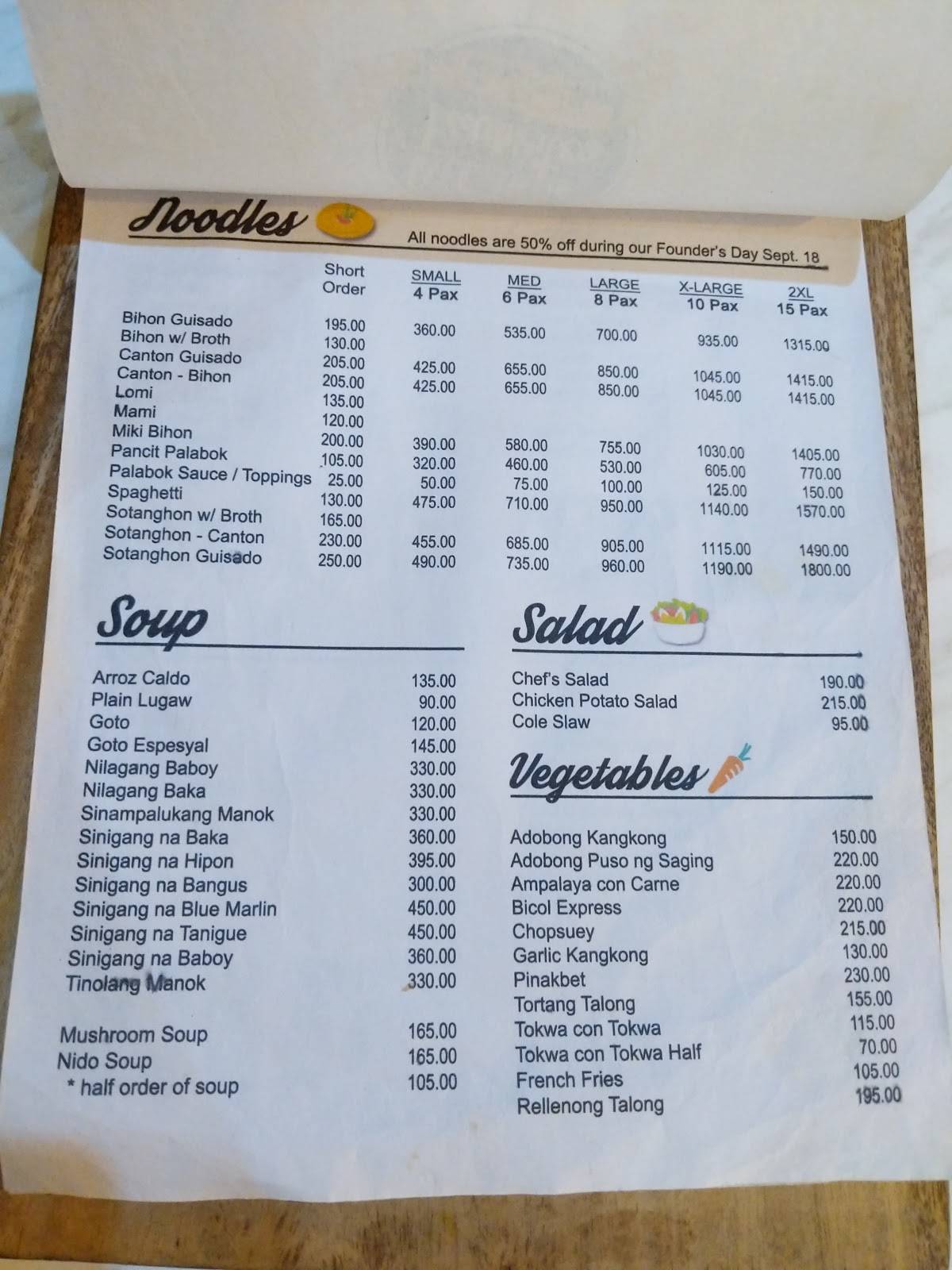 Menu at Little Quiapo desserts, Quezon City