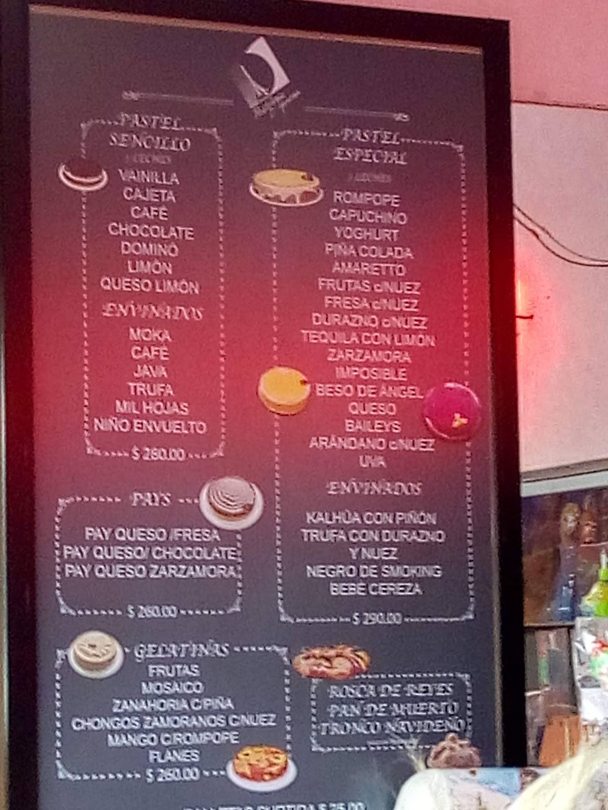 Carta del postres Pastelería D. Henaro, Ciudad del México