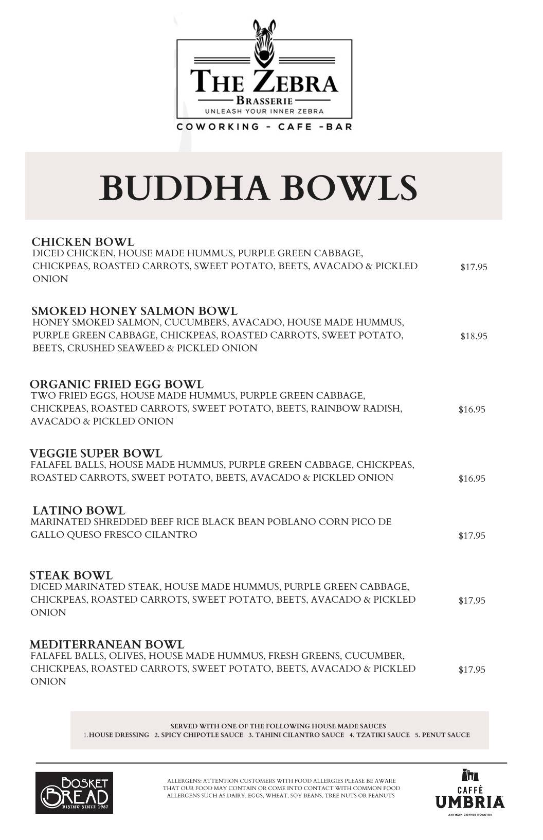 Menu at The Zebra Brasserie desserts, Wenatchee