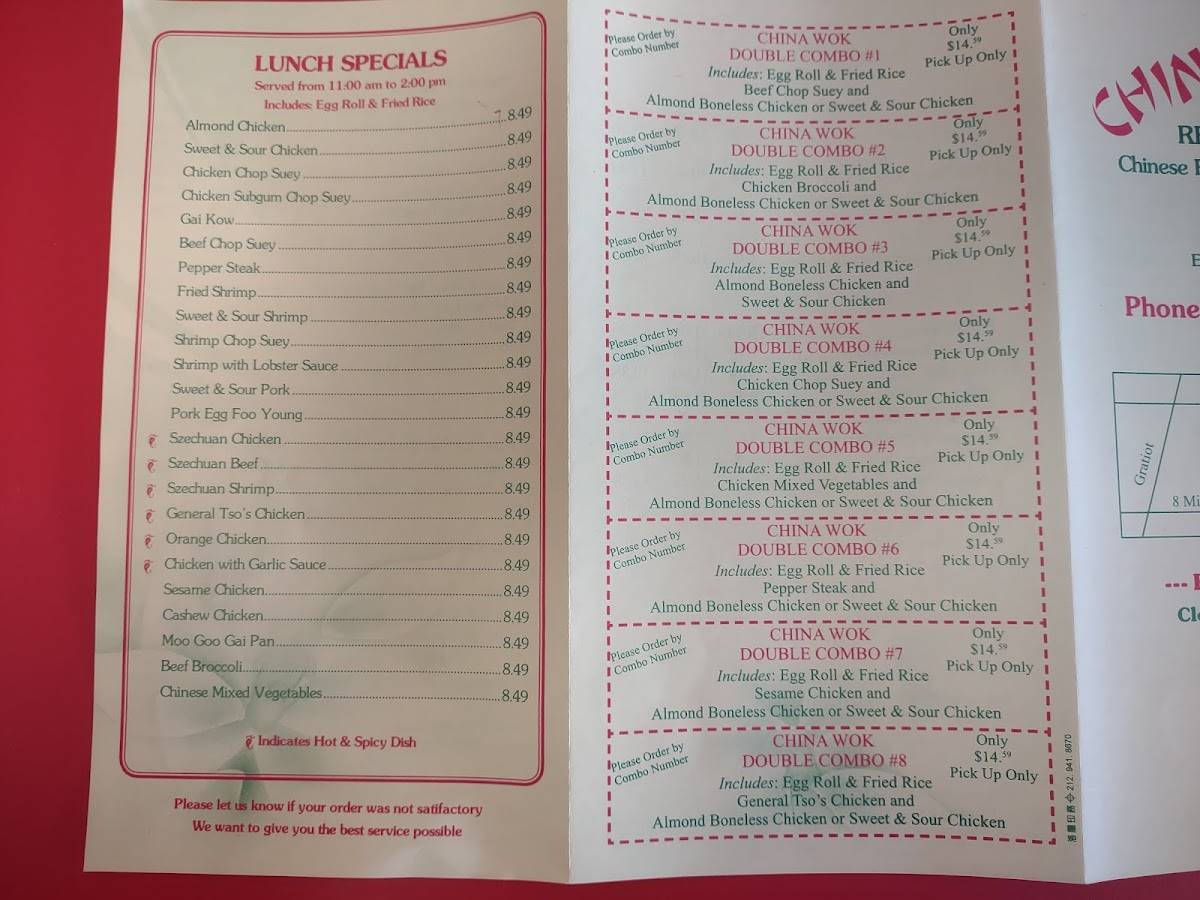 China wok menu store