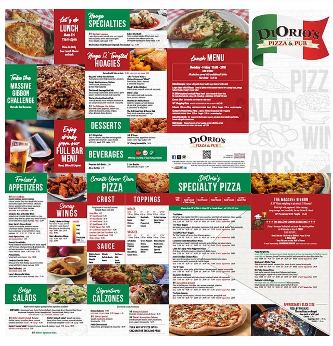Menu at DiOrio's Pizza & Pub, Louisville, 310 Wallace Ave
