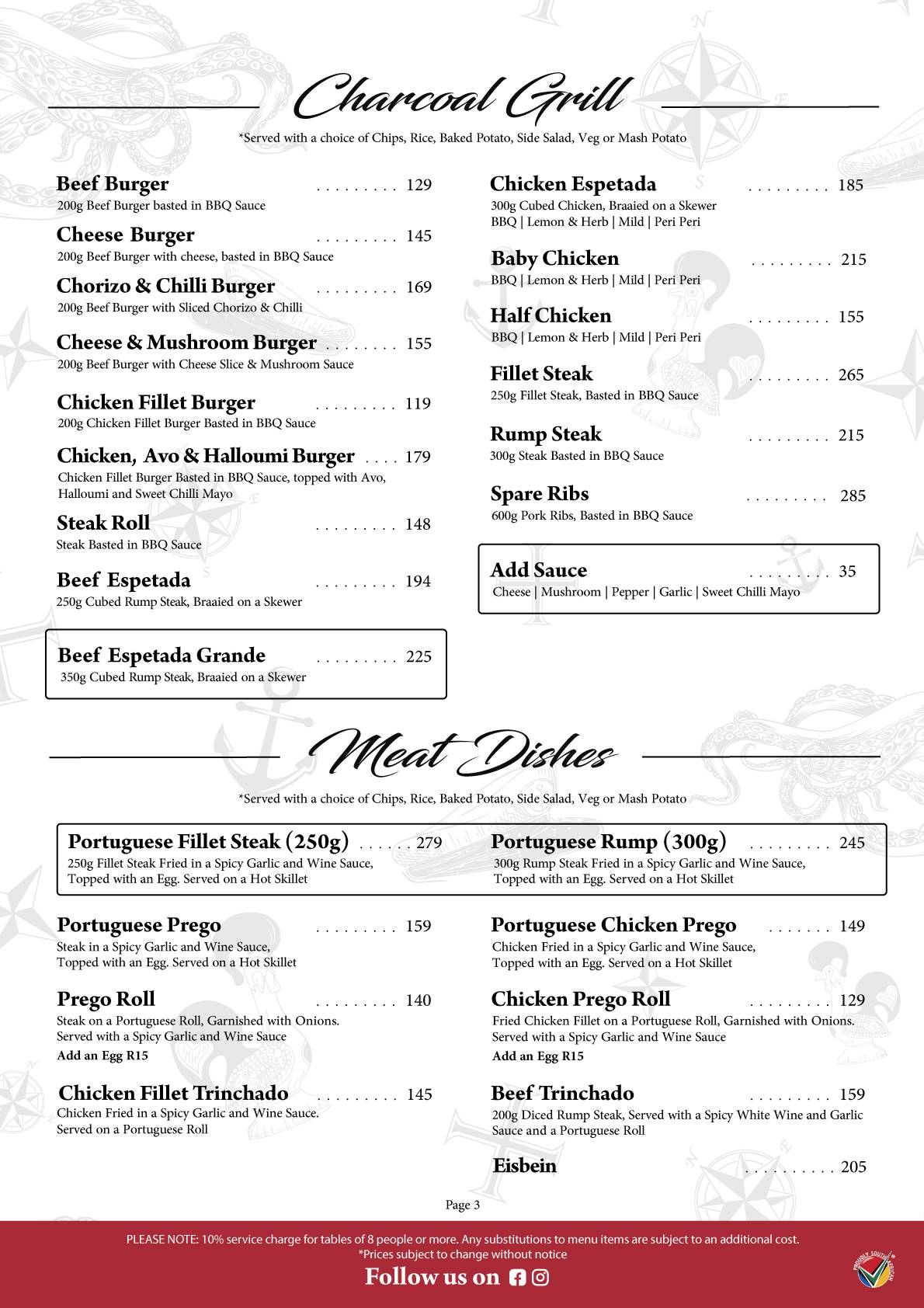 Menu at Dias Tavern Willowbridge Portuguese Restaurant, Cape Town