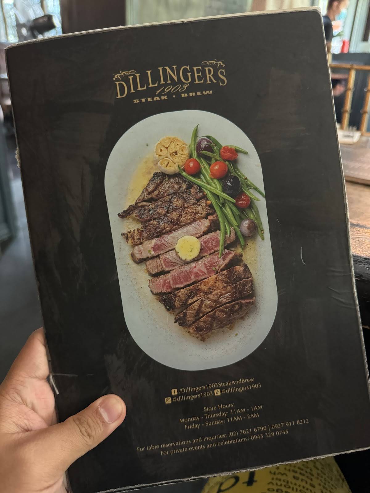 Menu at Dillingers 1903 Steak and Brew pub & bar, Makati