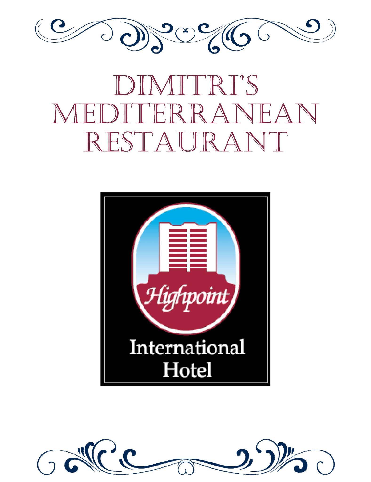 Menu at Dimitris Mediterranean Restaurant, Gladstone Central