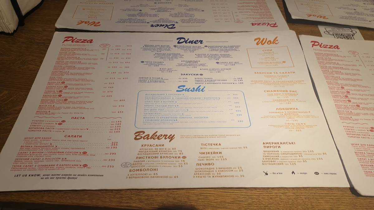 Menu at BROOKS eats & drinks restaurant, Dnipro