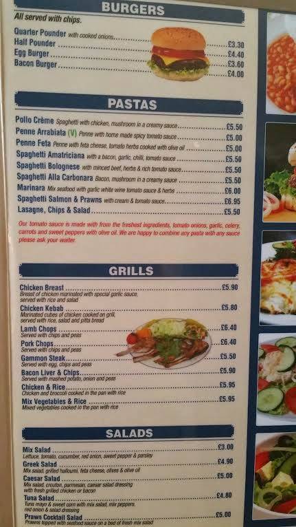 Menu at Dock Cafe, Tilbury