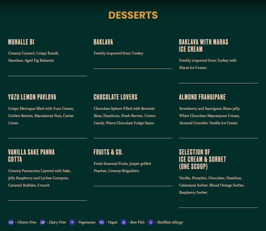 Menu at The H Orlando steakhouse, Orlando, Dr Phillips Blvd Suite 80