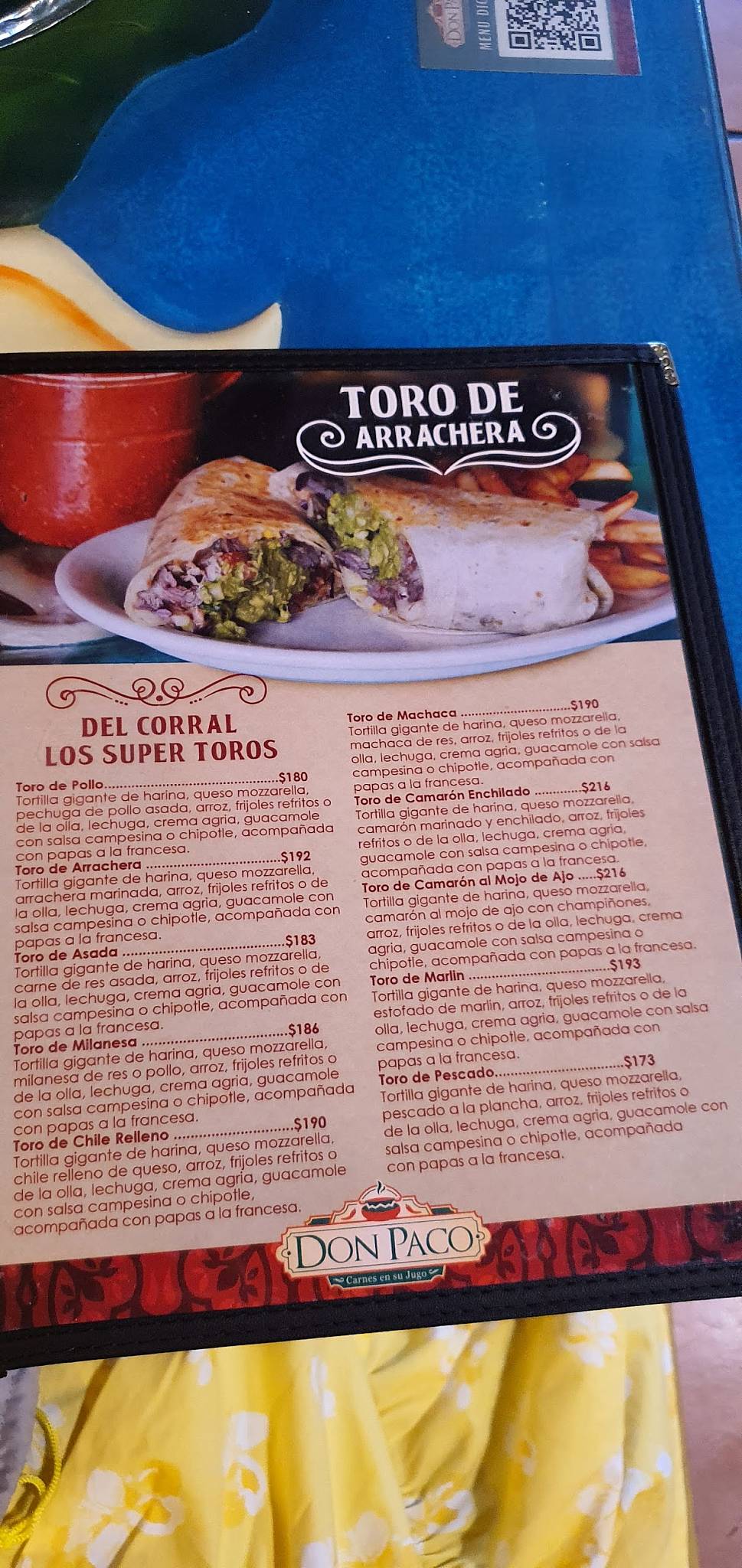 Menu at Don Paco restaurant, Tijuana, Blvrd Gral Rodolfo Sánchez ...