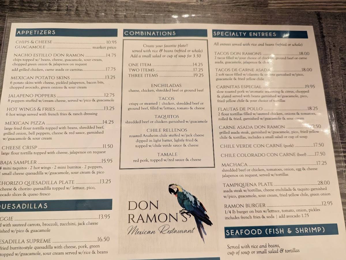 Menu at Don Ramon's Mexican Restaurant, Huntington Beach