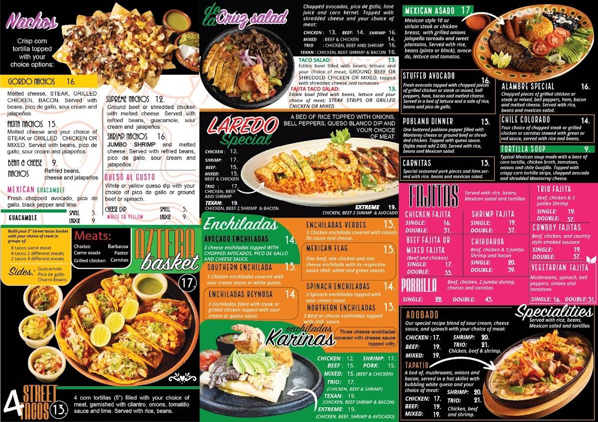 Menu at Don Toro Latín Cuisine restaurant, Bonham