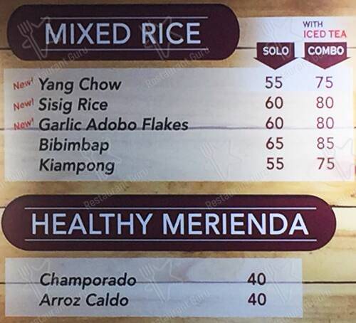 Menu at Doña Maria Rice Surprice, Makati