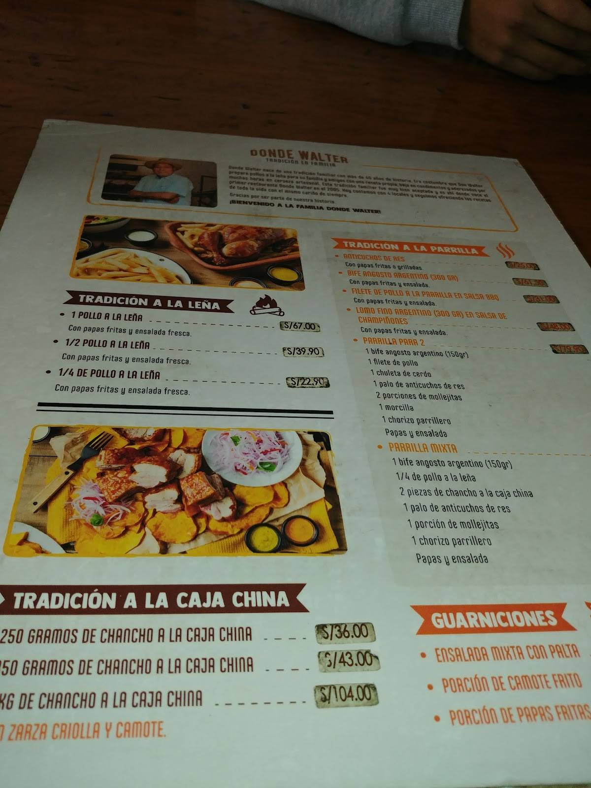 Carta del restaurante Donde walter, La Molina, Jose Santos Chocano 167