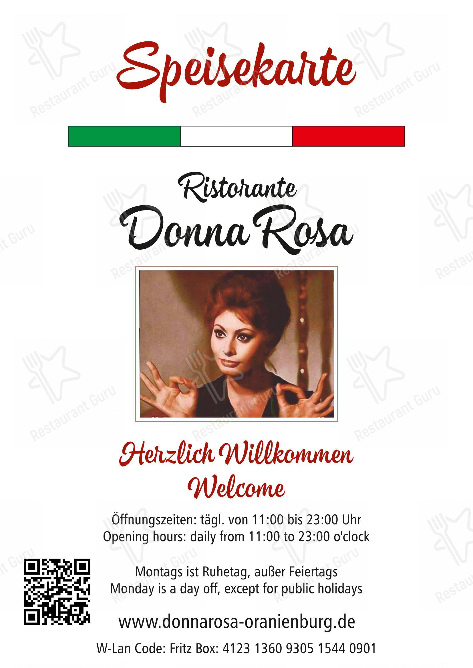 Speisekarte von Donna Rosa restaurant, Oranienburg