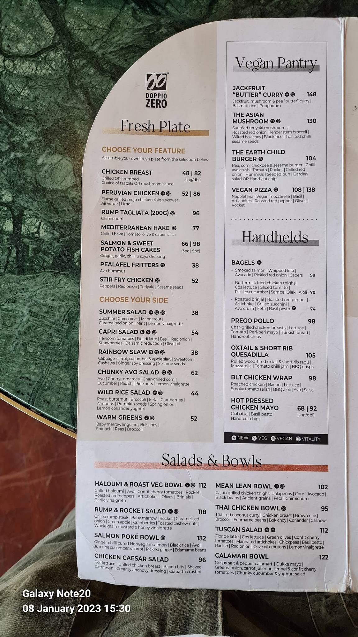 Menu at Doppio Zero Lakefield restaurant, Benoni