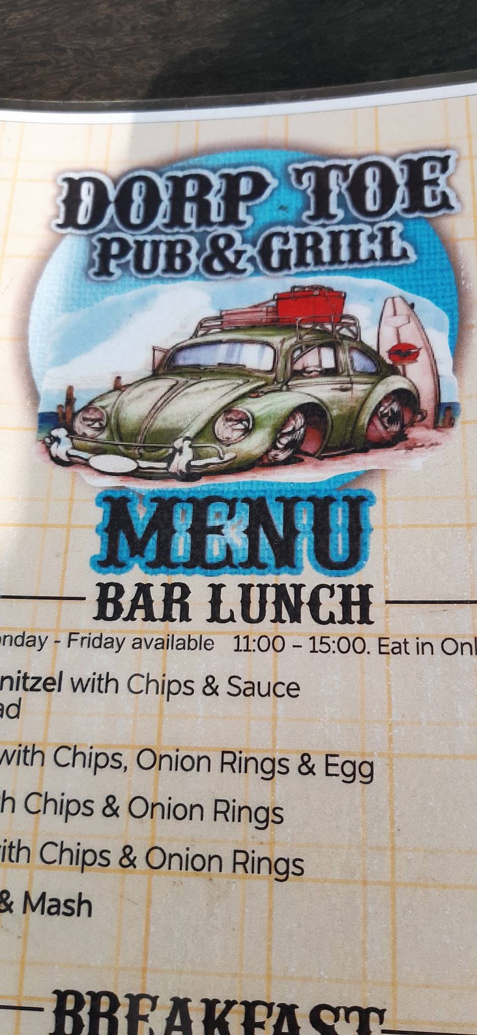 Menu at Dorp Toe Pub & Grill, Vereeniging