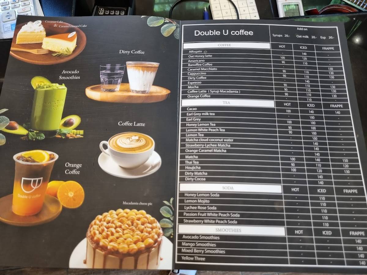 Carta del café Double U Coffee, Bangkok