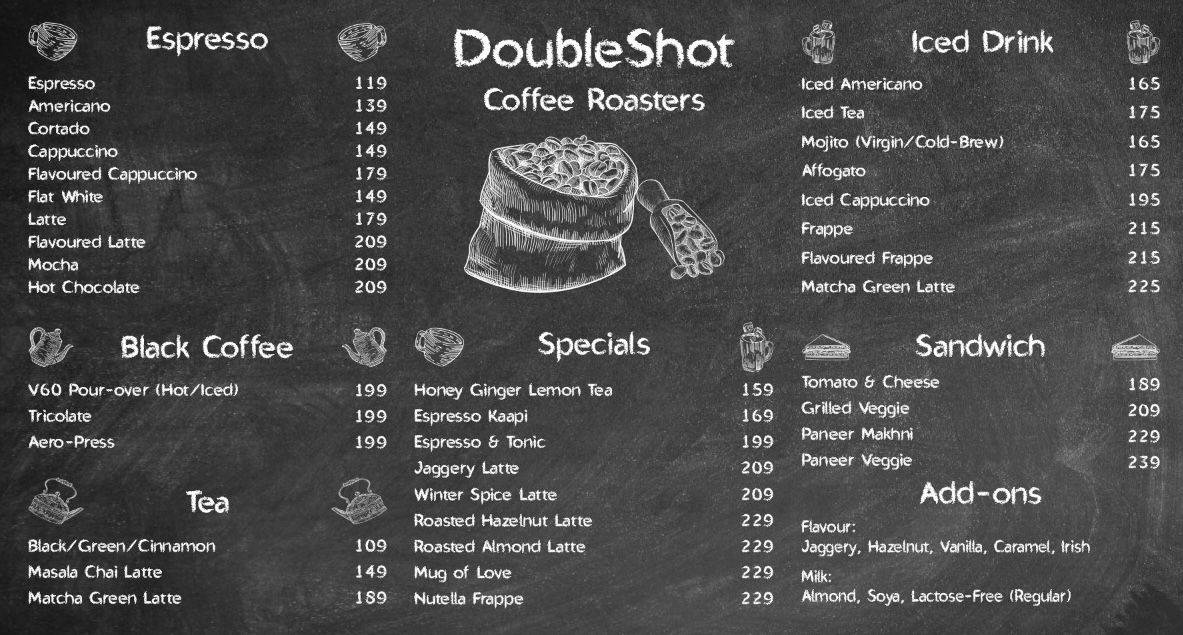 Menu at DoubleShot Coffee Roasters Mohali, Sahibzada Ajit Singh Nagar