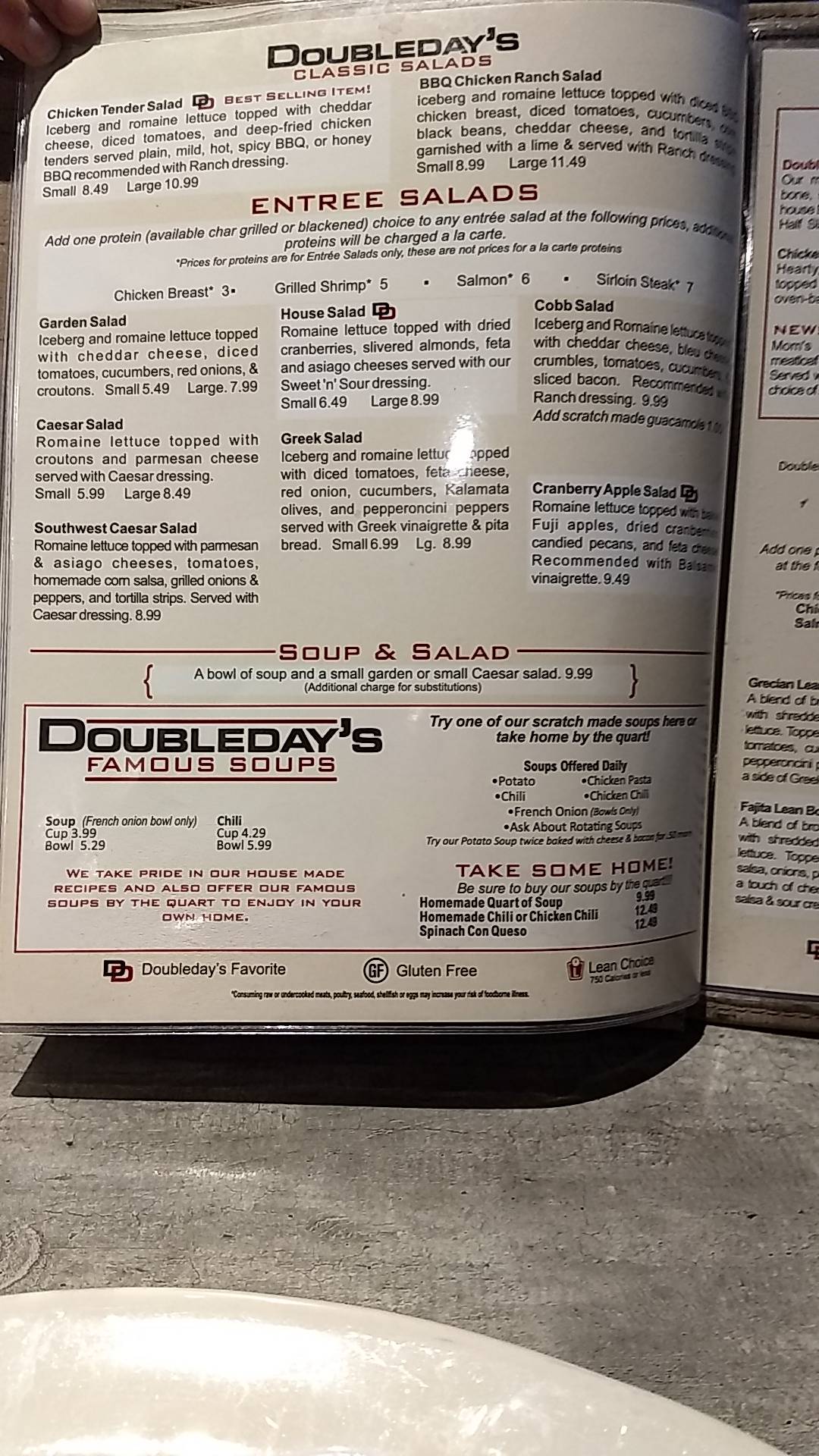 Menu at Doubleday's Grill &Tavern pizzeria, Springboro