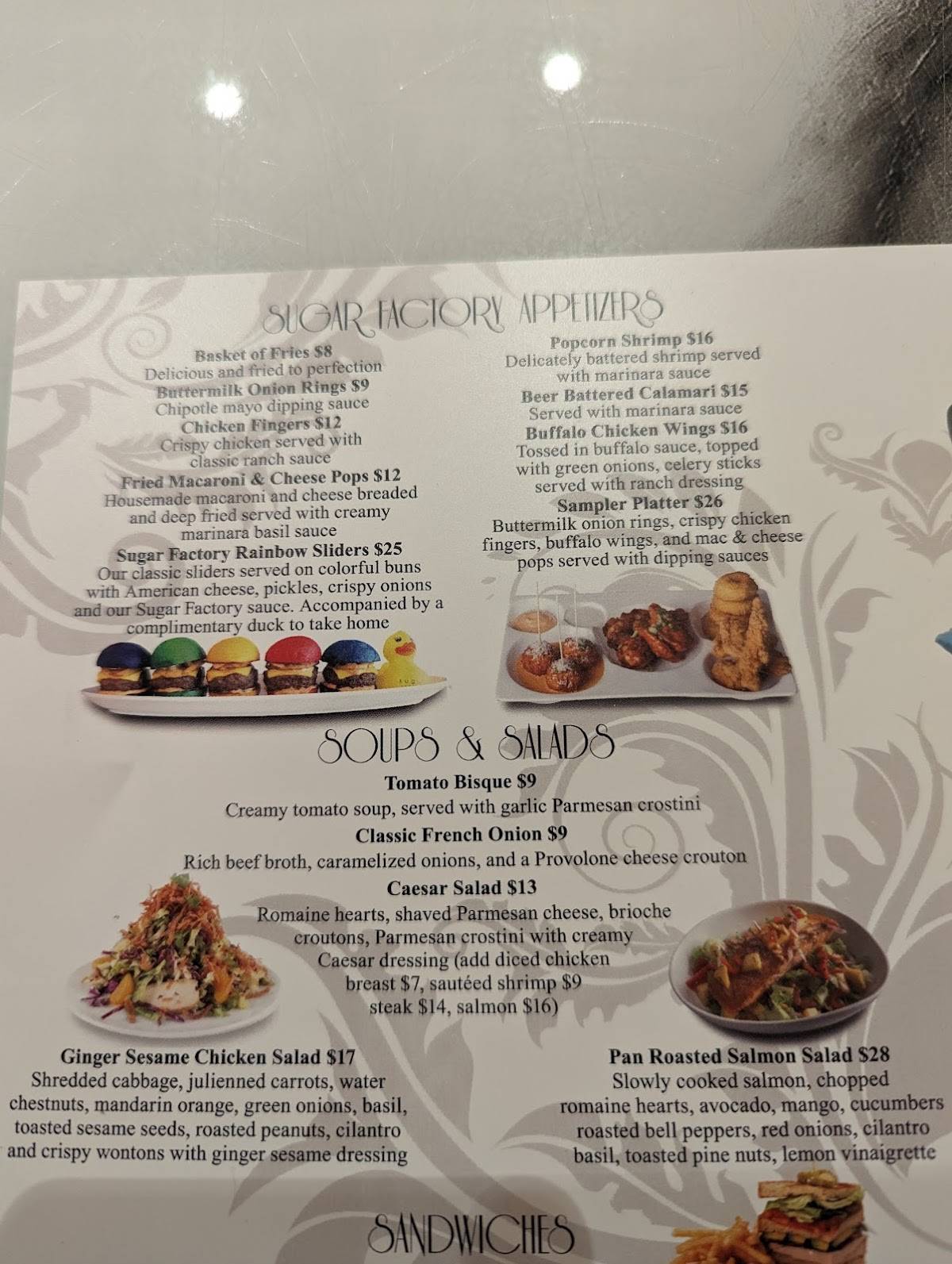 Menu at Sugar Factory - Dover desserts, Dover