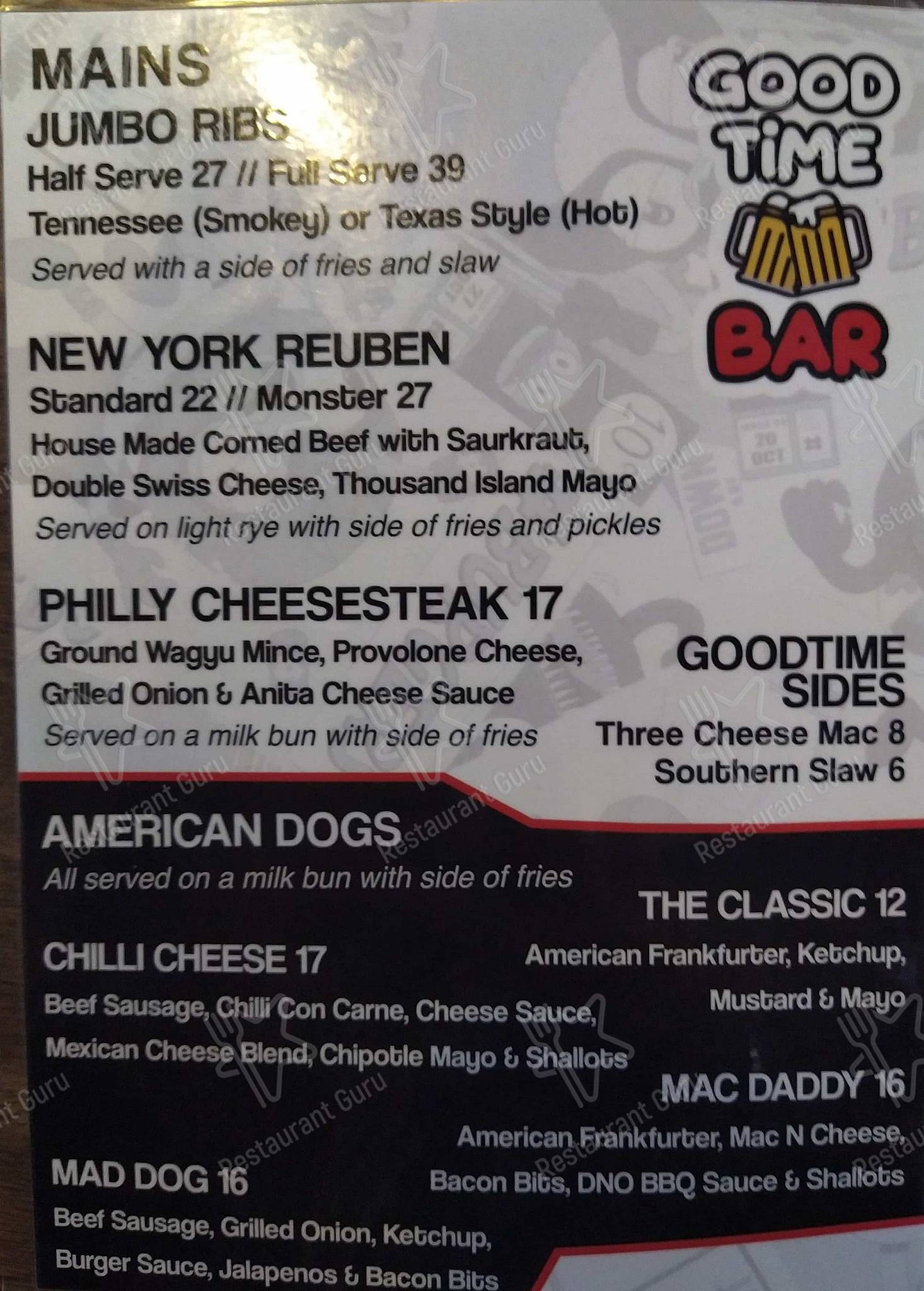 Menu at Down N' Out fast food, Bankstown