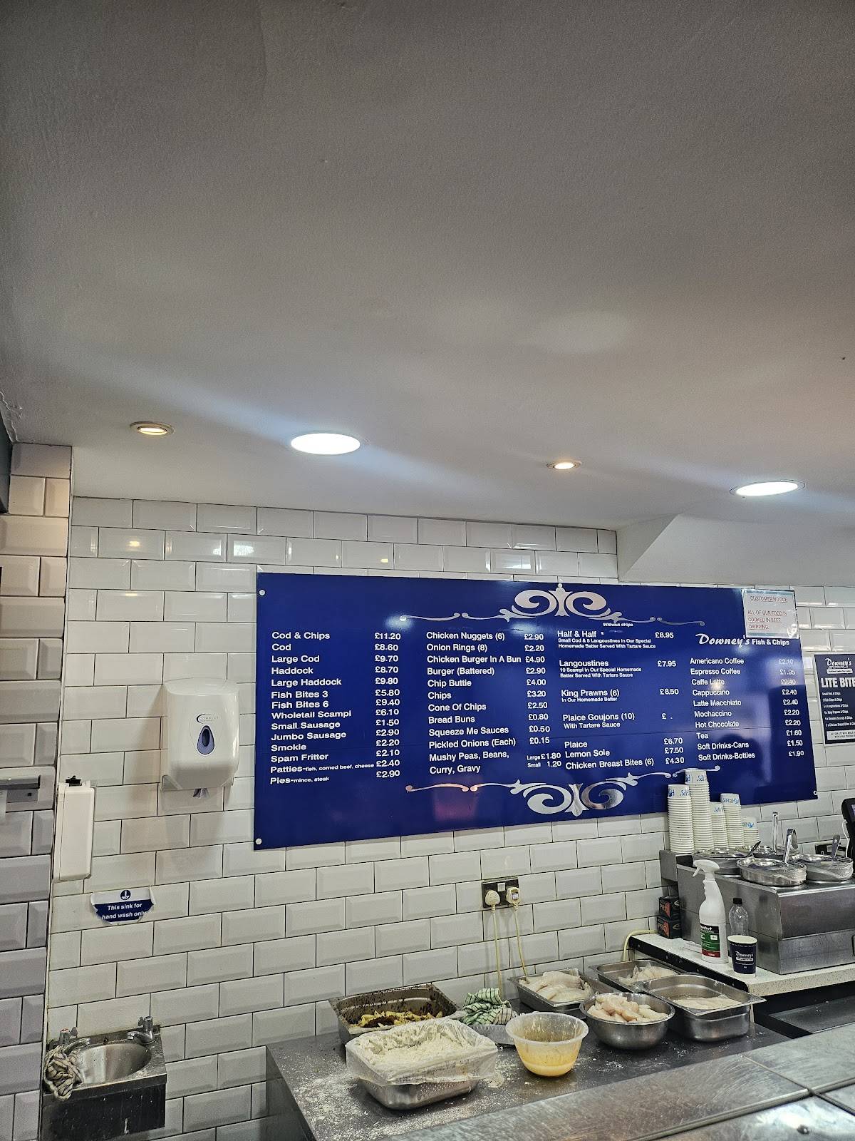 Menu at Downey’s Fish & Chips fast food, Seaham