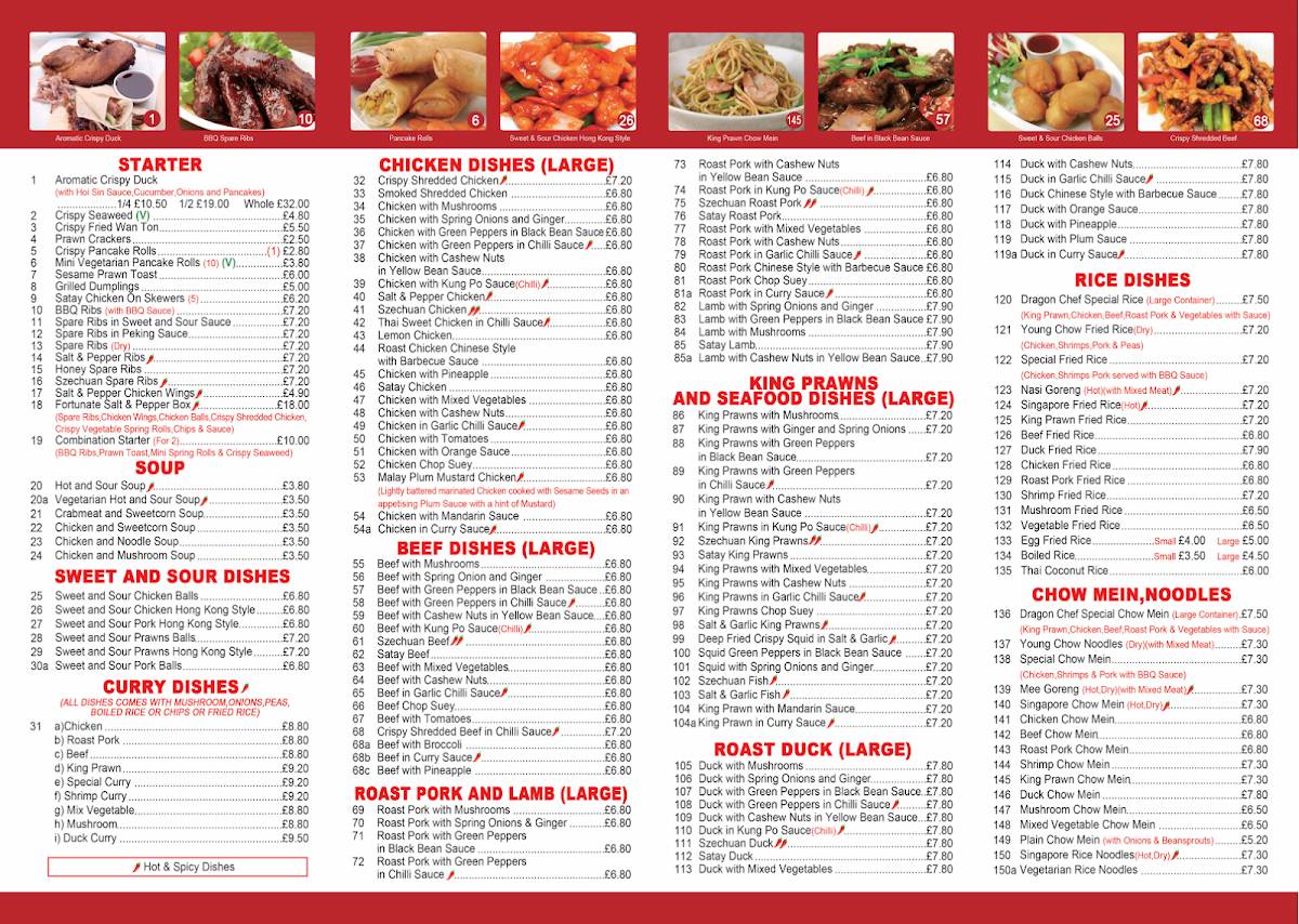 Menu at Dragon Chef fast food, Bristol, 42 Belland Dr