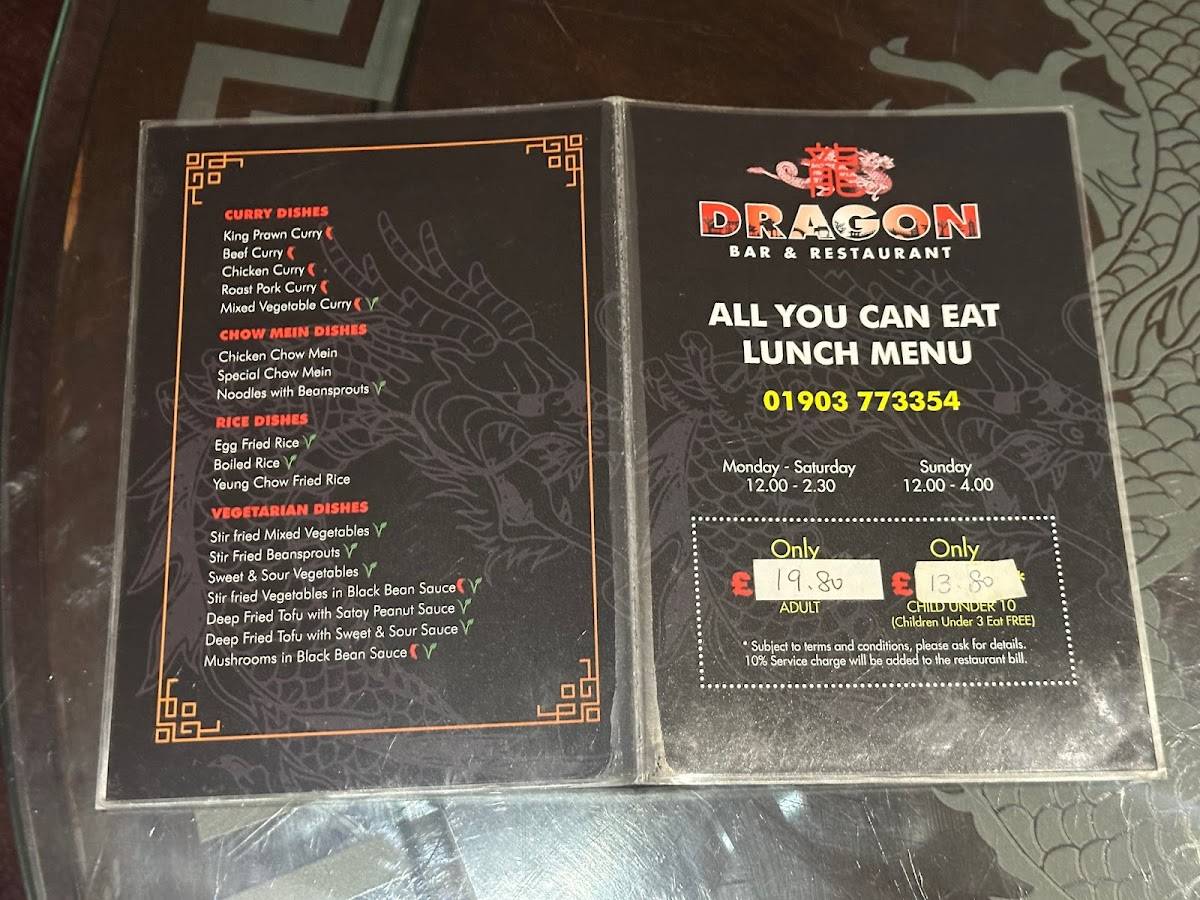 Menu at Dragon pub & bar, Littlehampton, 125 Sea Ln