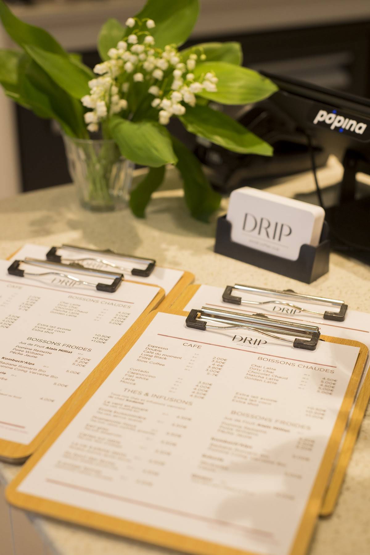 Menu at Drip Coffee Shop, Annecy
